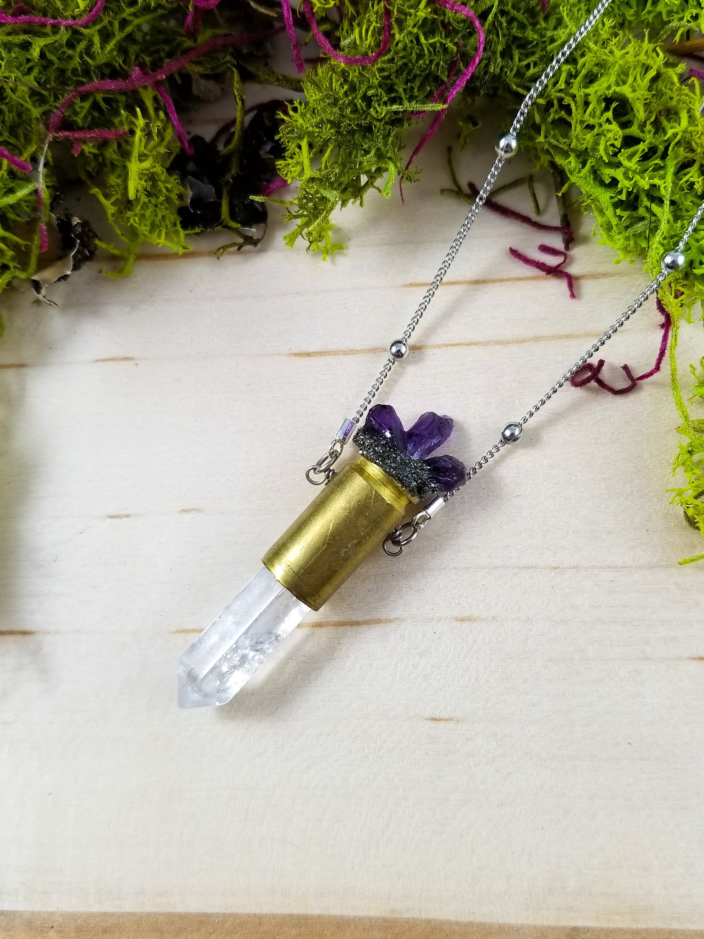 CRYSTAL BULLET NECKLACE Bullet Shell Necklace Bullet Casing | Etsy