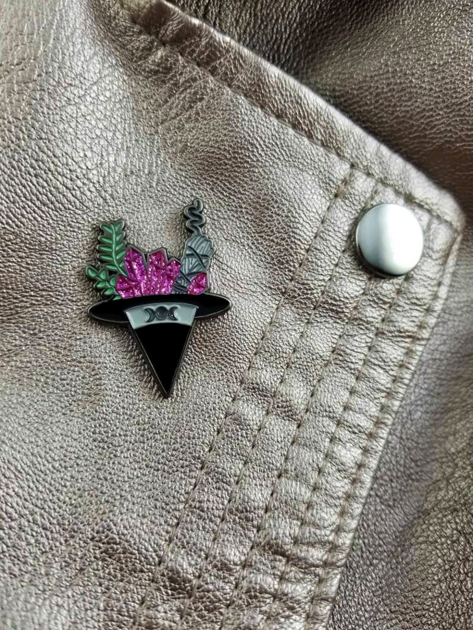 WITCH ENAMEL PIN Crystal Pin Horror Pin Witchy Pin | Etsy