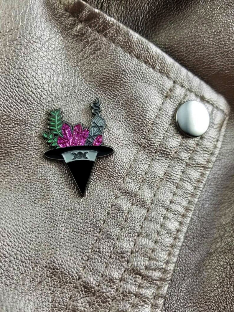 WITCH ENAMEL PIN Crystal Pin Horror Pin Witchy Pin - Etsy