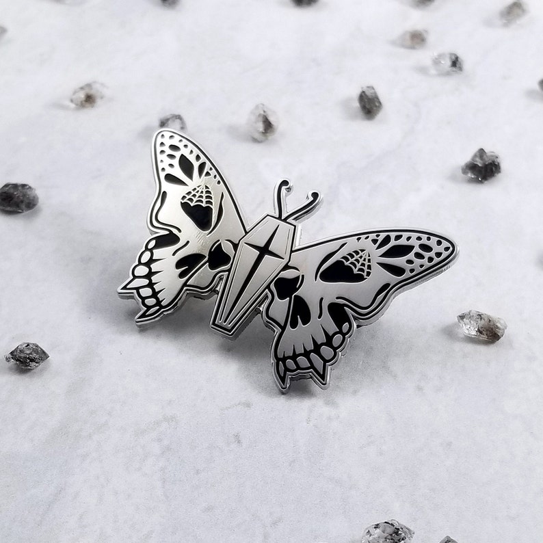VAMPIRE PIN Skull Moth Pin Coffin Pin Skull Pin Deathshead - Etsy