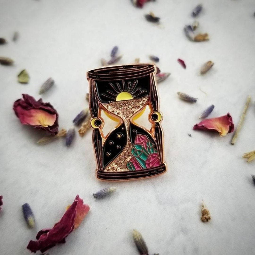 Hourglass Enamel Pin Crystal Pin Moon Pin Hourglass Pin Etsy