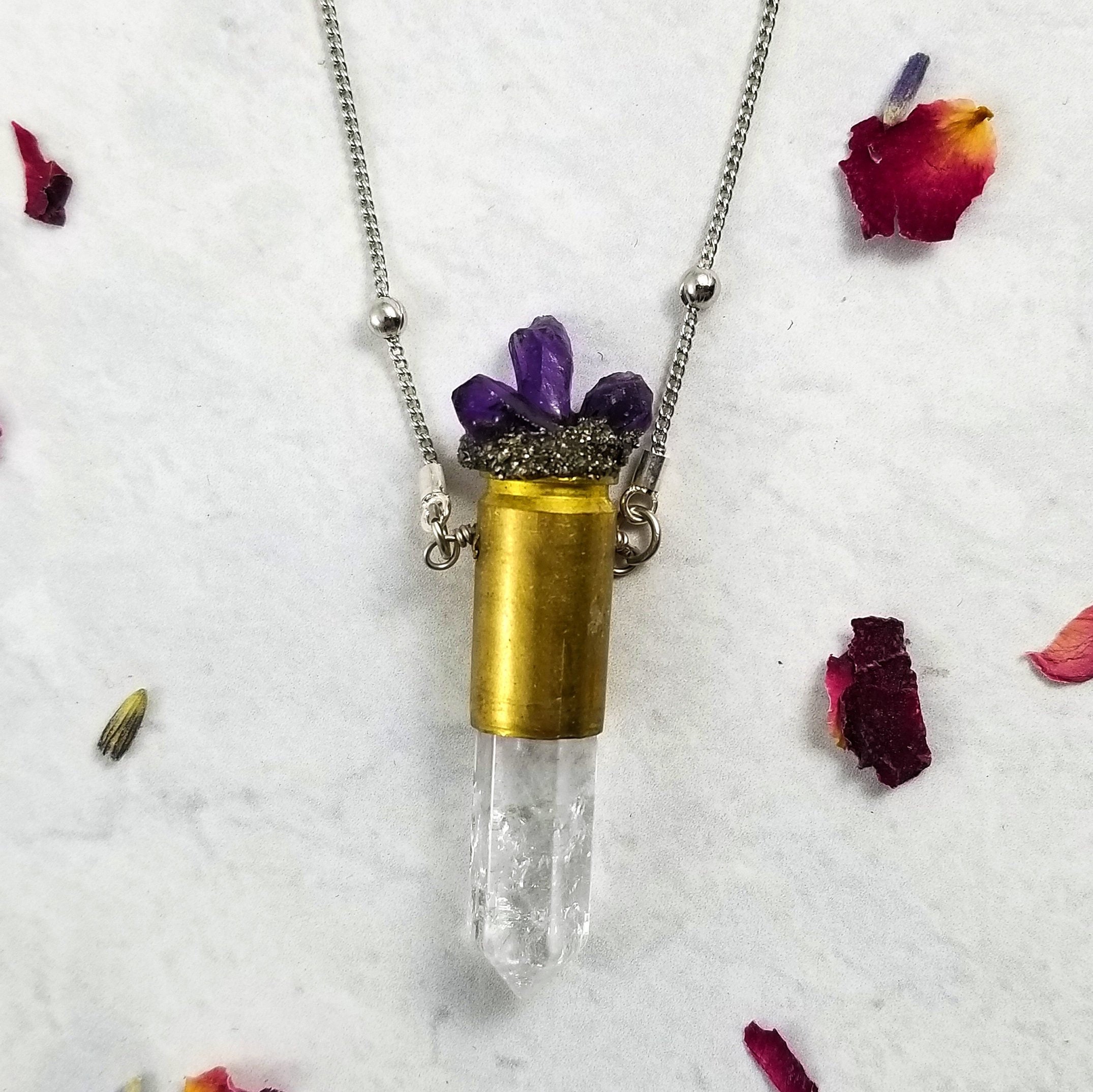 CRYSTAL BULLET NECKLACE Bullet Shell Necklace Bullet Casing | Etsy
