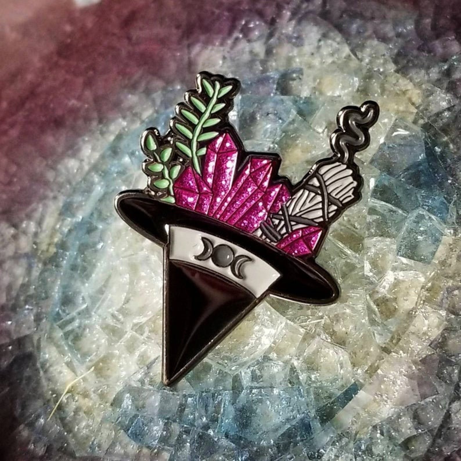 WITCH ENAMEL PIN Crystal Pin Horror Pin Witchy Pin | Etsy