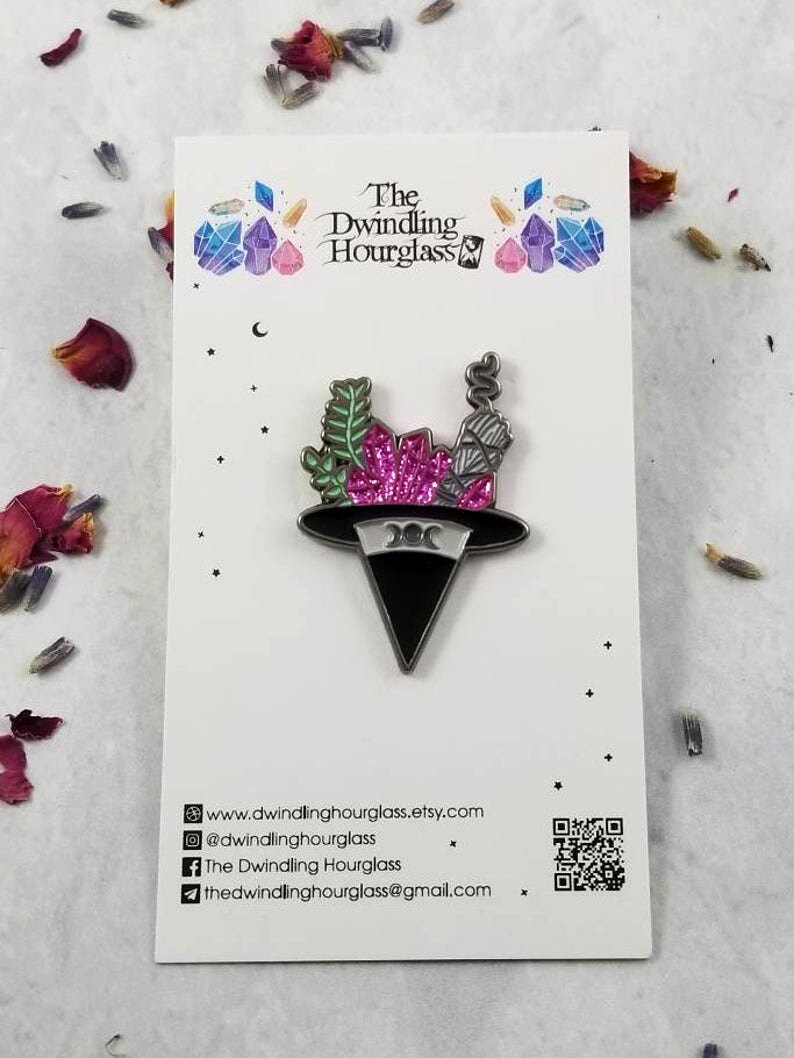 WITCH ENAMEL PIN, Crystal Pin, Horror Pin, Witchy Pin, Halloween Pin ...