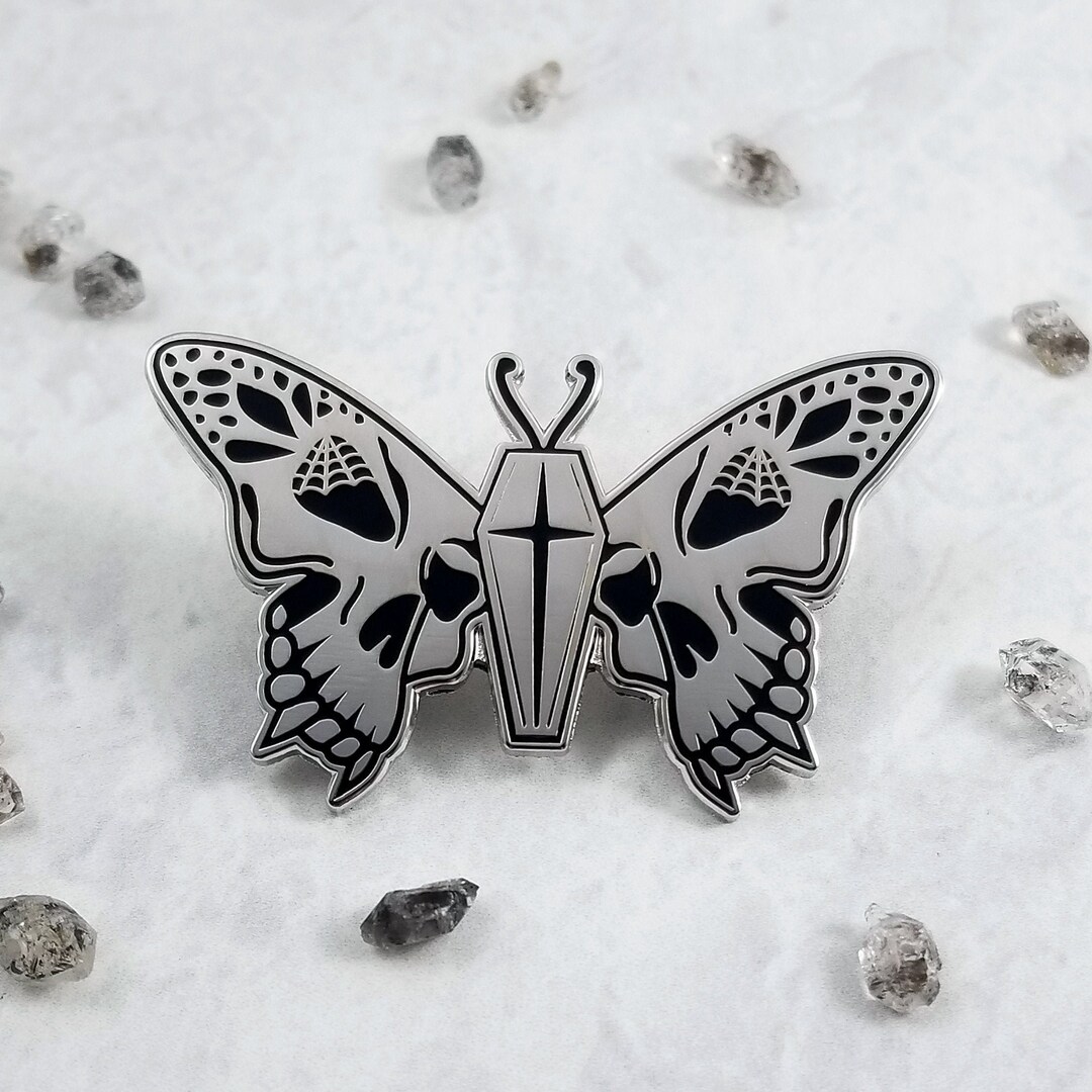 VAMPIRE PIN, Skull Moth Pin, Coffin Pin, Skull Pin, Deathshead Pin ...