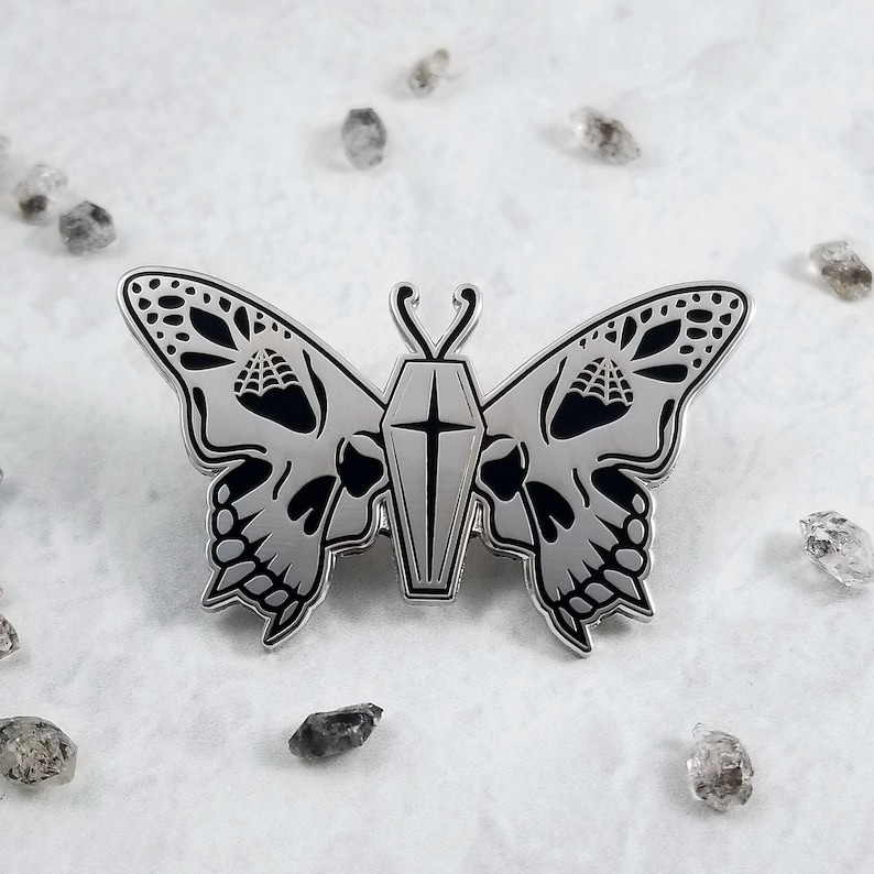 VAMPIRE PIN Skull Moth Pin Coffin Pin Skull Pin Deathshead - Etsy