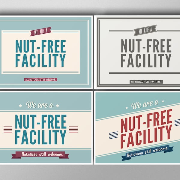 Nut Free Signs - Etsy