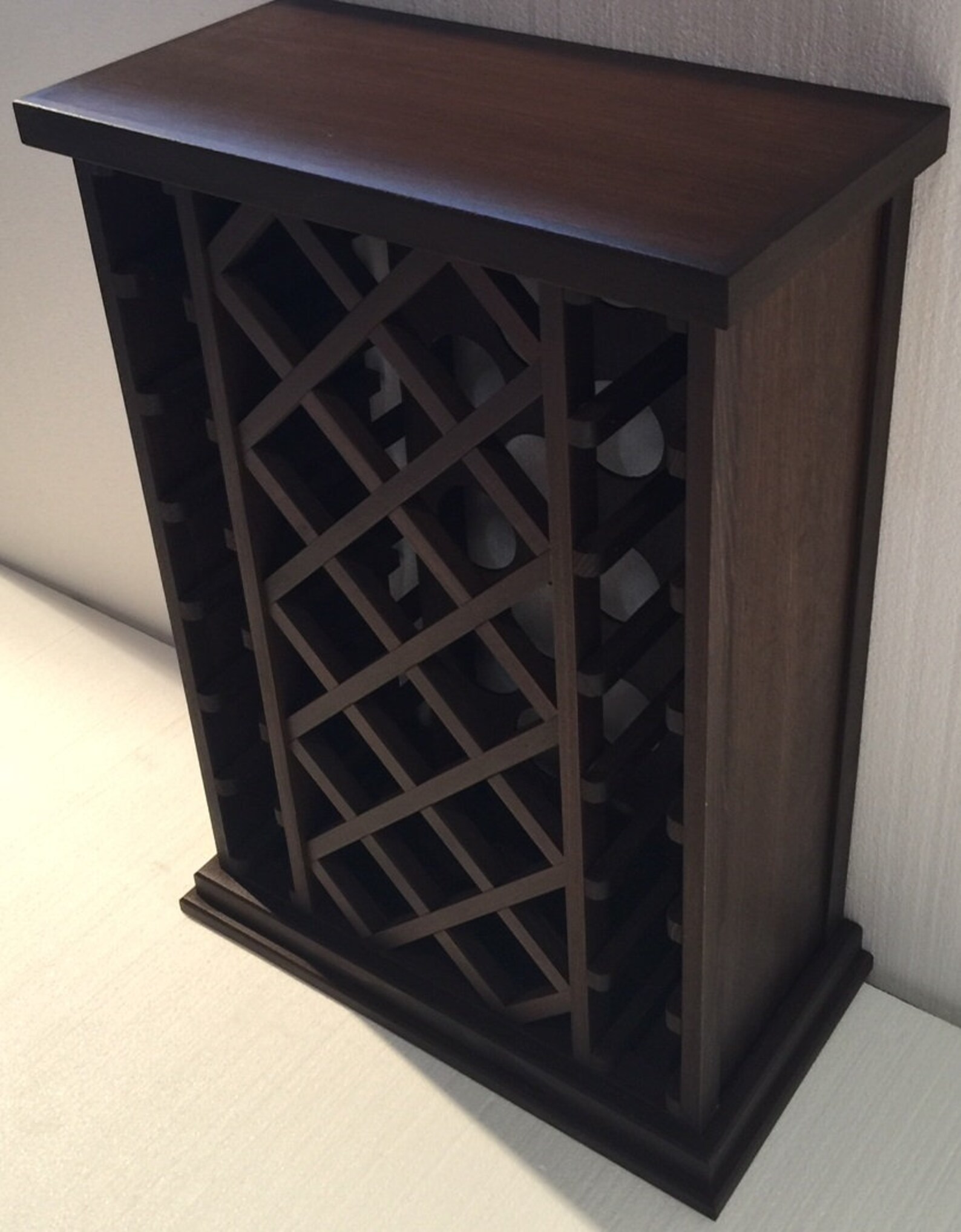 28 Bottle Lattice Cabinet Style Wine Rack Espresso - Etsy