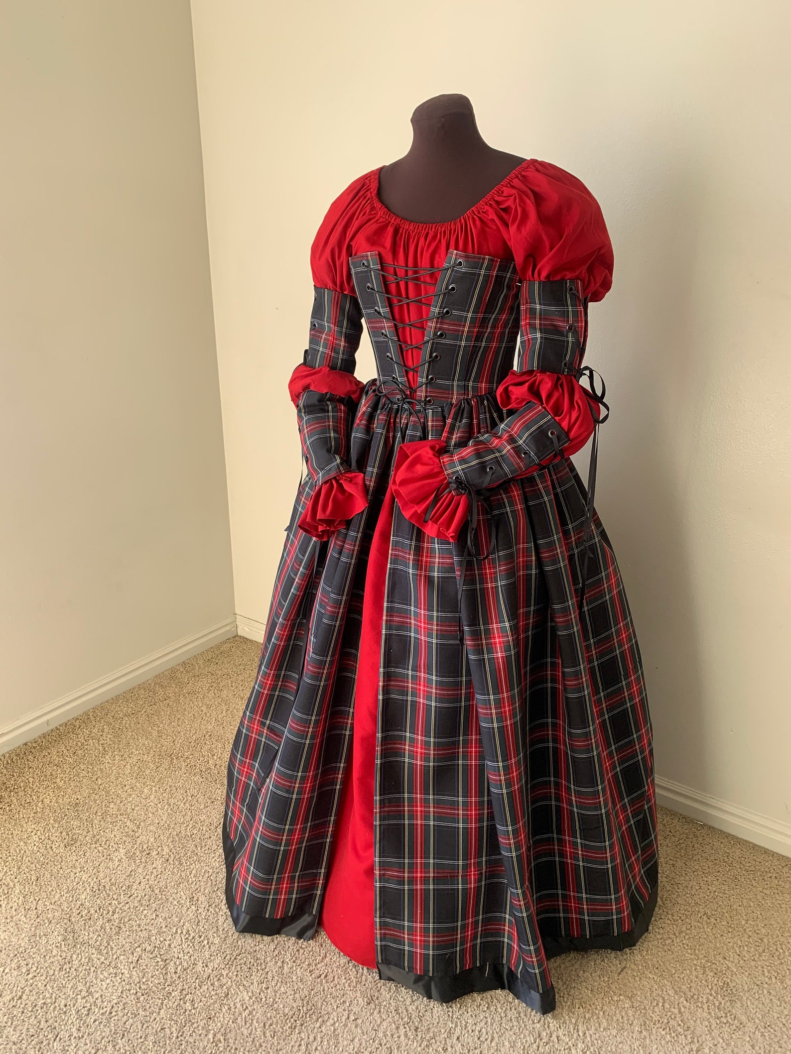 Black Stewart Tartan Plaid Corset Renaissance Christmas Outlander ...