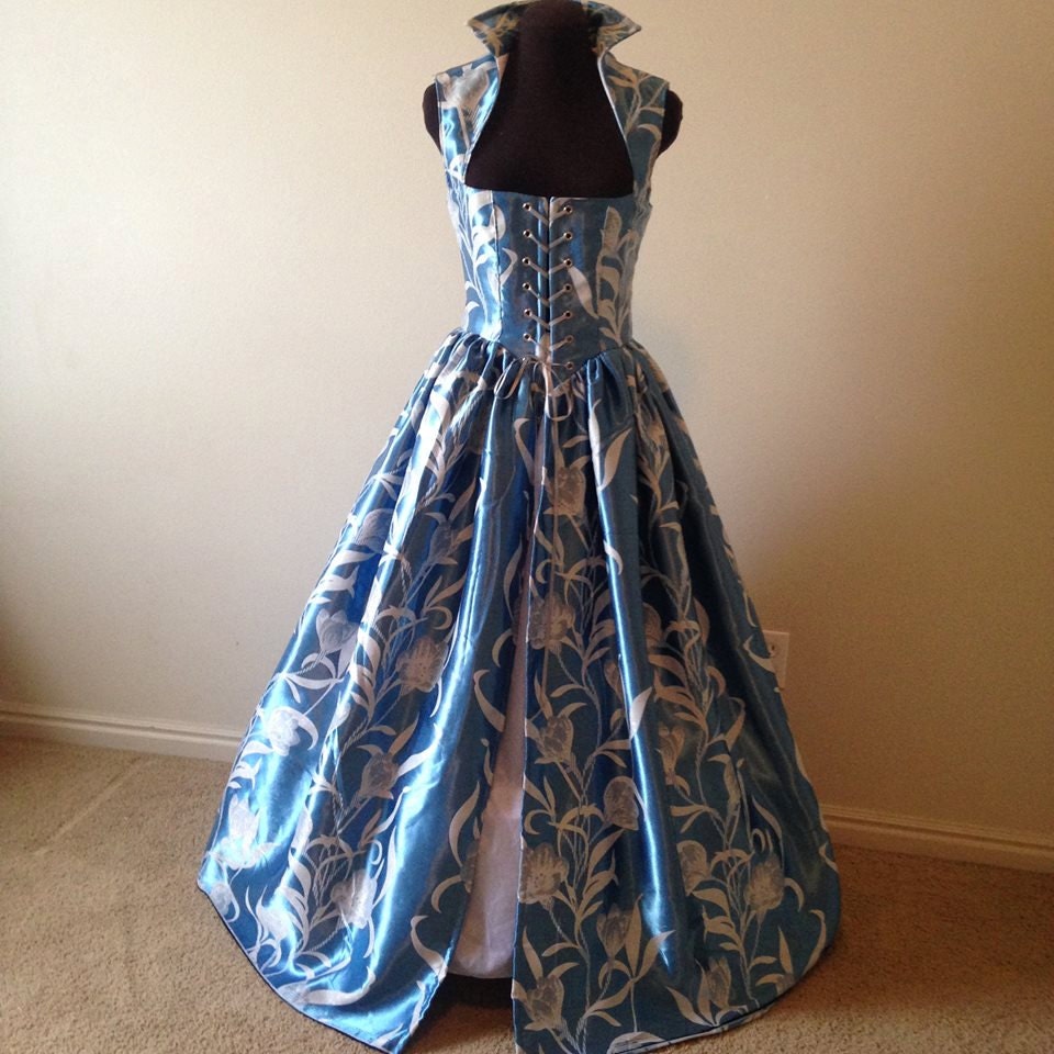 Pale Blue and white Fantasy Renaissance Over Gown Dress made | Etsy