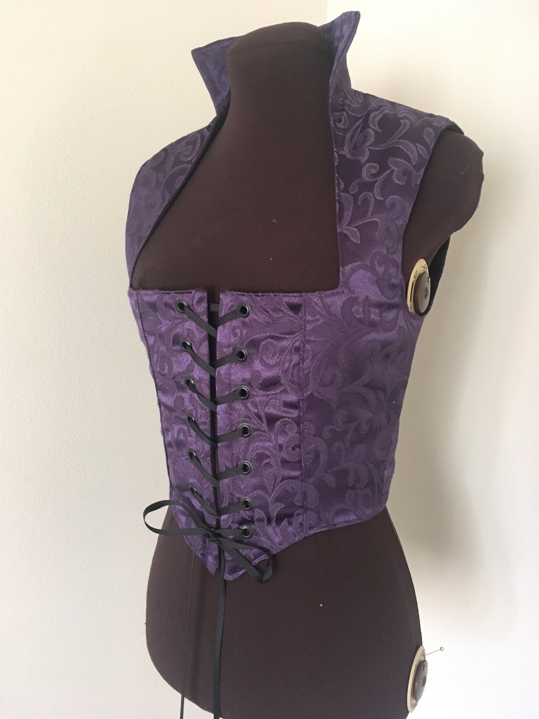 Dark Purple Brocade Pirate Renaissance Bodice for Costume or Cosplay ...