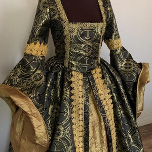 Black and Gold Renaissance Gown Great Sleeves Made to Order! - Etsy
