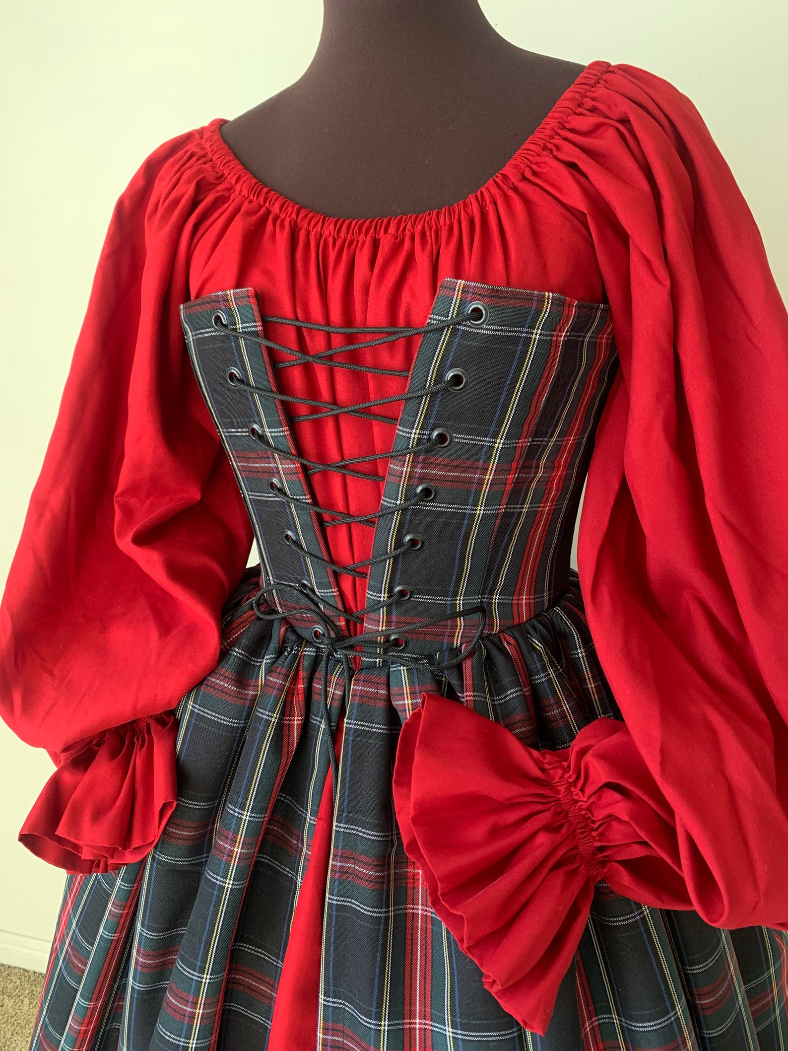 Black Stewart Tartan Plaid Corset Renaissance Christmas Outlander ...