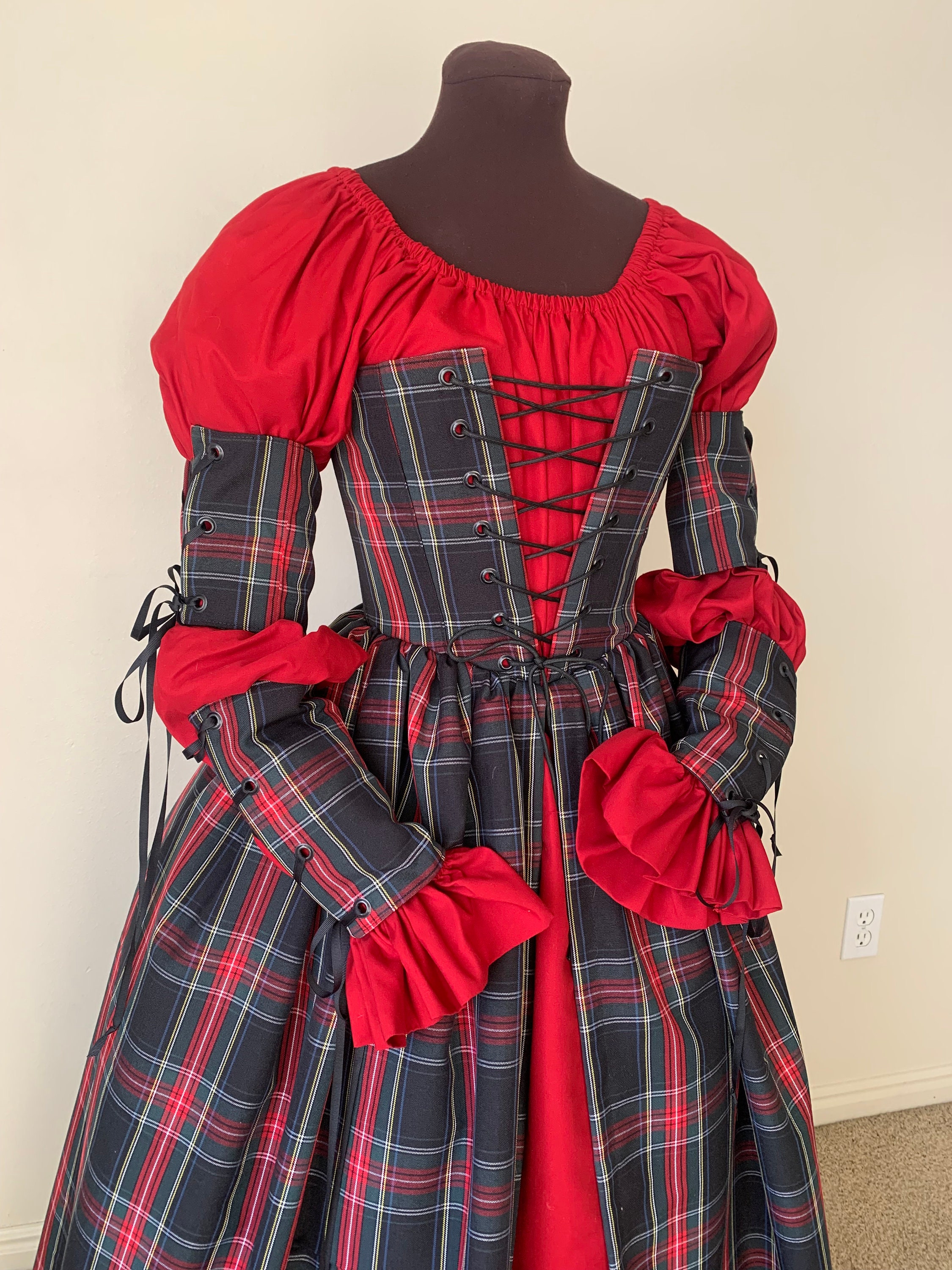 Black Stewart Tartan Plaid Corset Renaissance Christmas Outlander ...