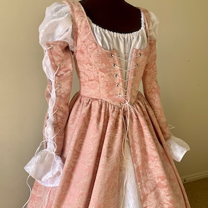 Pink Renaissance Fantasy Renaissance Over Gown Dress Gauntlet Sleeves ...