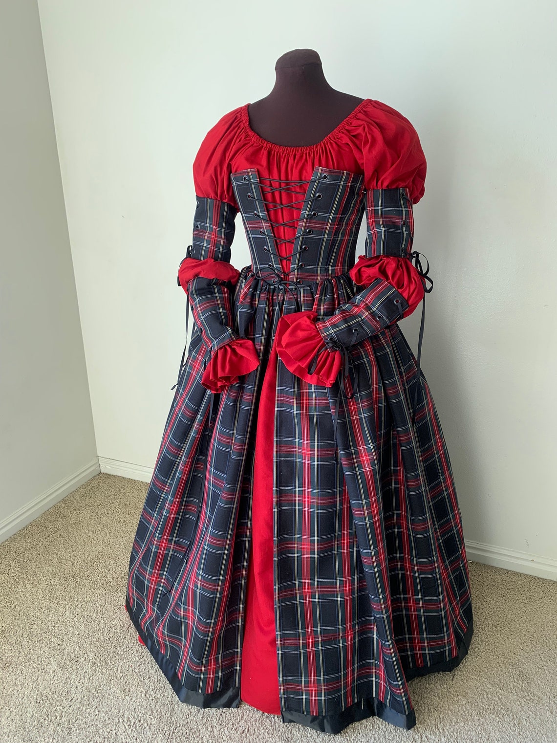 Black Stewart Tartan Plaid Corset Renaissance Christmas Outlander ...