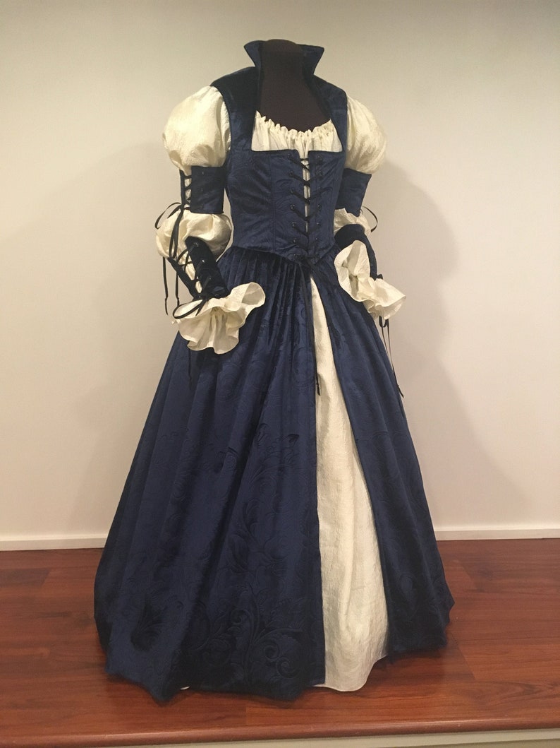 Midnight Blue Velvet Renaissance Fantasy Wedding Dress With - Etsy