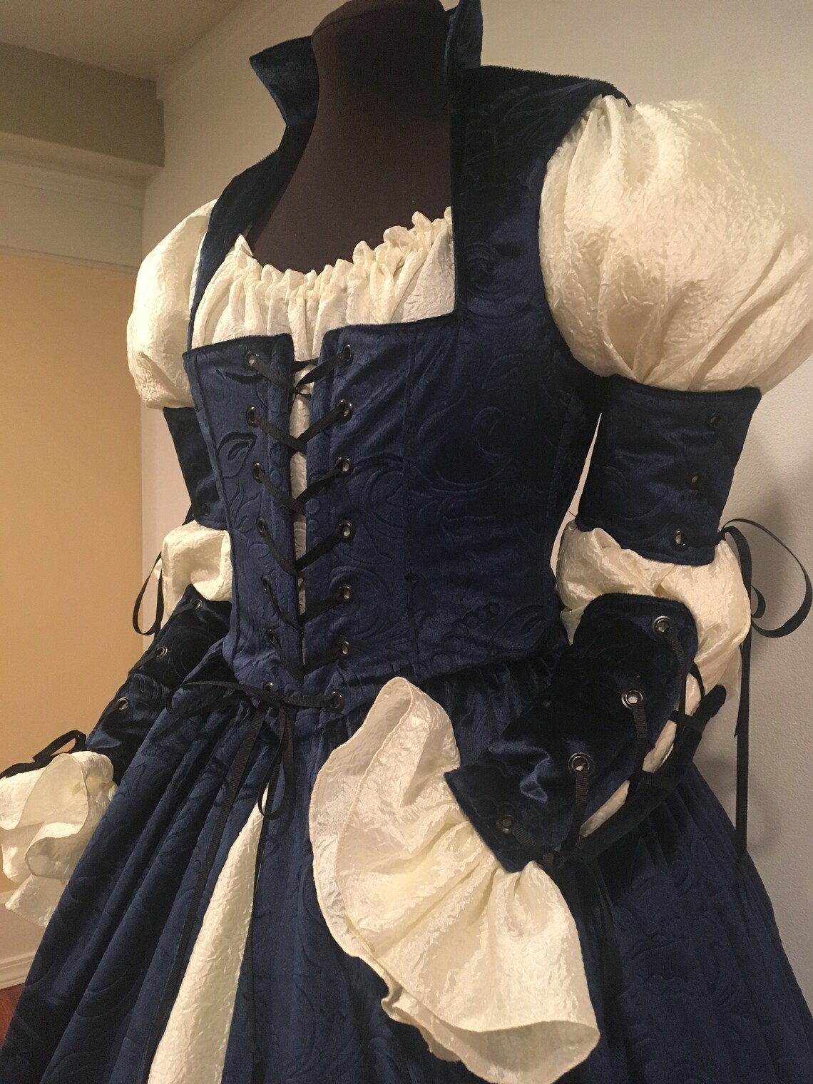 Midnight Blue Velvet Renaissance Fantasy Wedding Dress With - Etsy