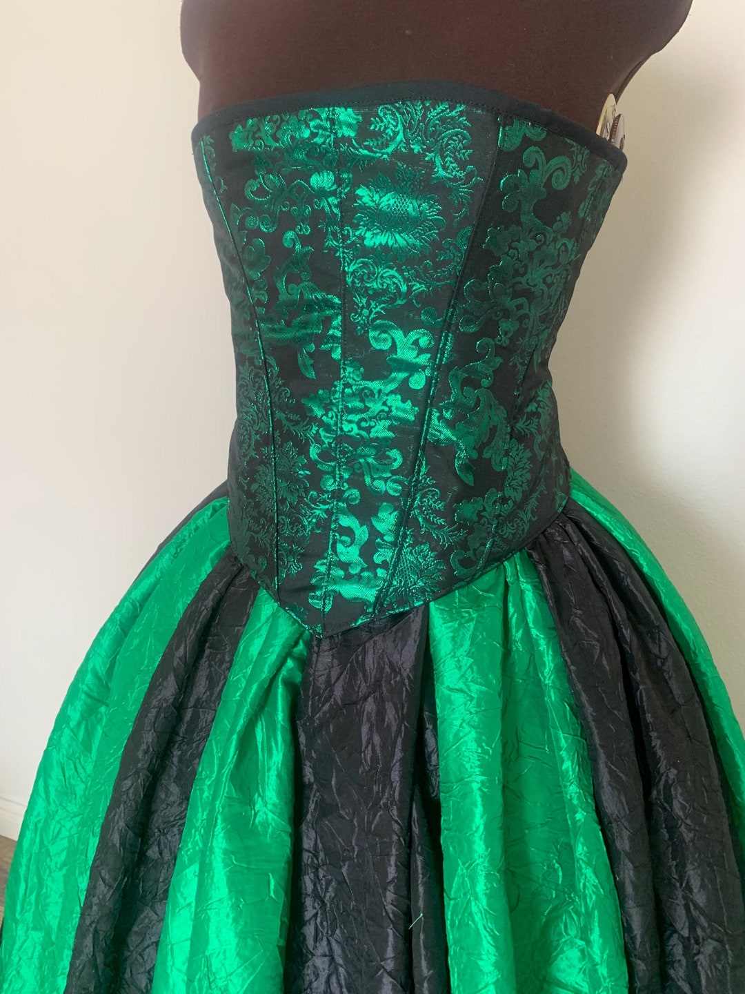 Emerald Green Black Corset Bodice Renaissance Cosplay Irish Fantasy ...
