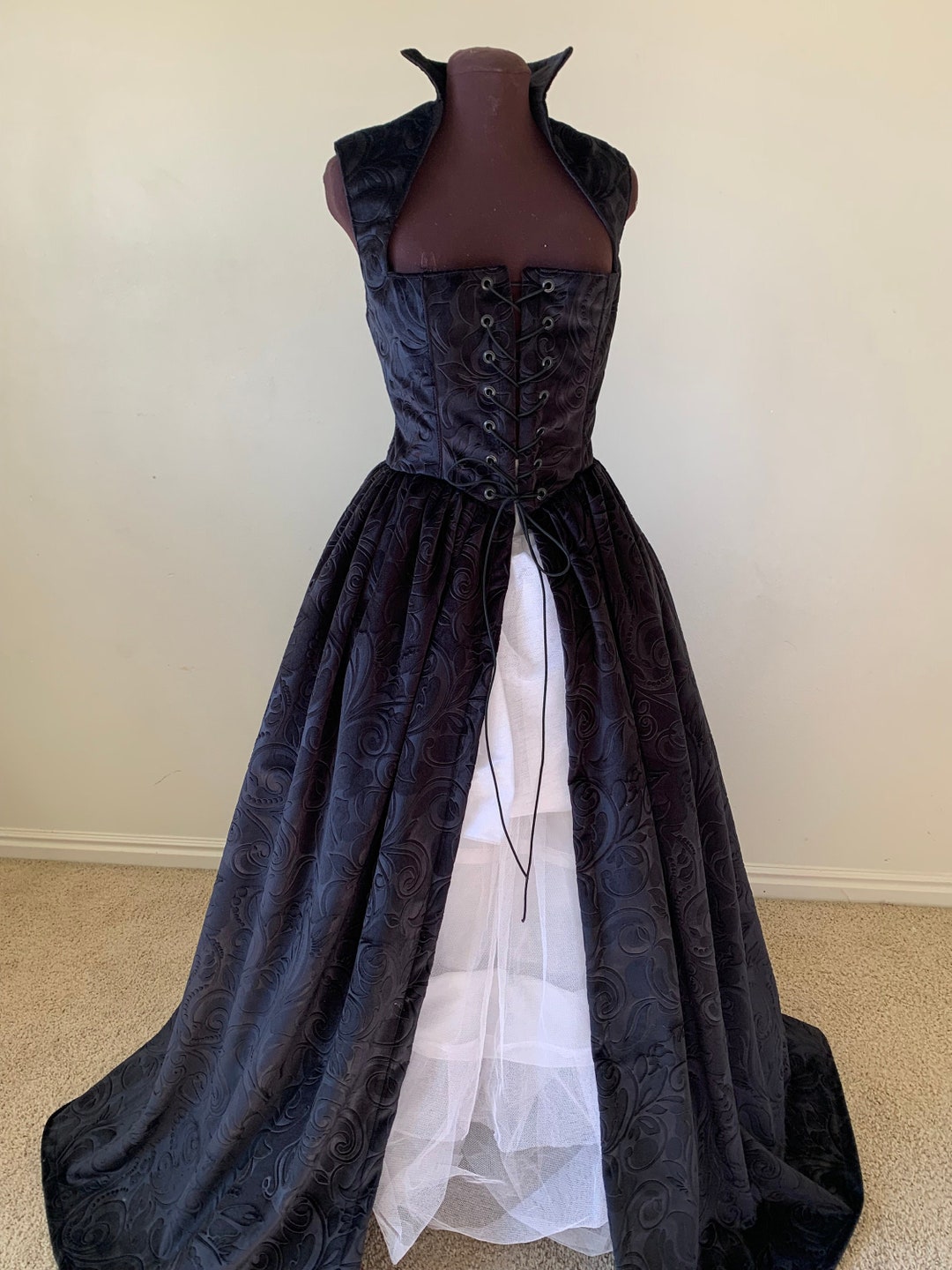 Black Velvet Renaissance Over Gown Medieval Dress Made to Order Wedding ...