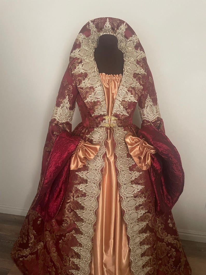 Scarlet Ted and Gold Fantasy Renaissance Over Gown Dress Sleeves ...