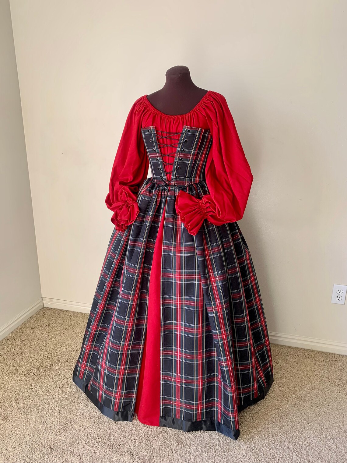Black Stewart Tartan Plaid Corset Renaissance Christmas Outlander ...