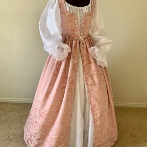 Pink Renaissance Fantasy Renaissance Over Gown Dress Gauntlet Sleeves ...