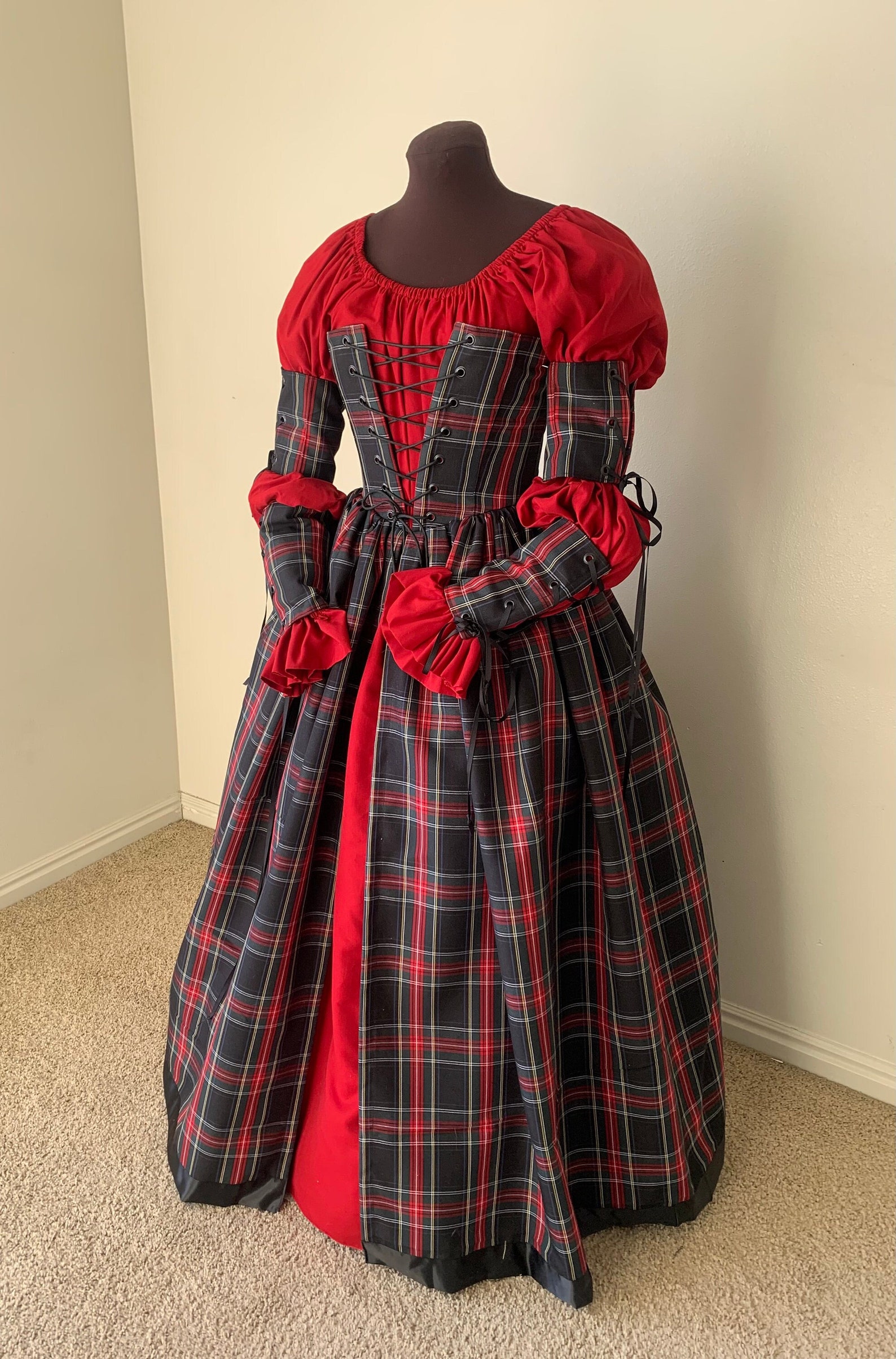 Black Stewart Tartan Plaid Corset Renaissance Christmas Outlander ...