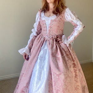 Pink Renaissance Fantasy Renaissance Over Gown Dress Gauntlet Sleeves ...