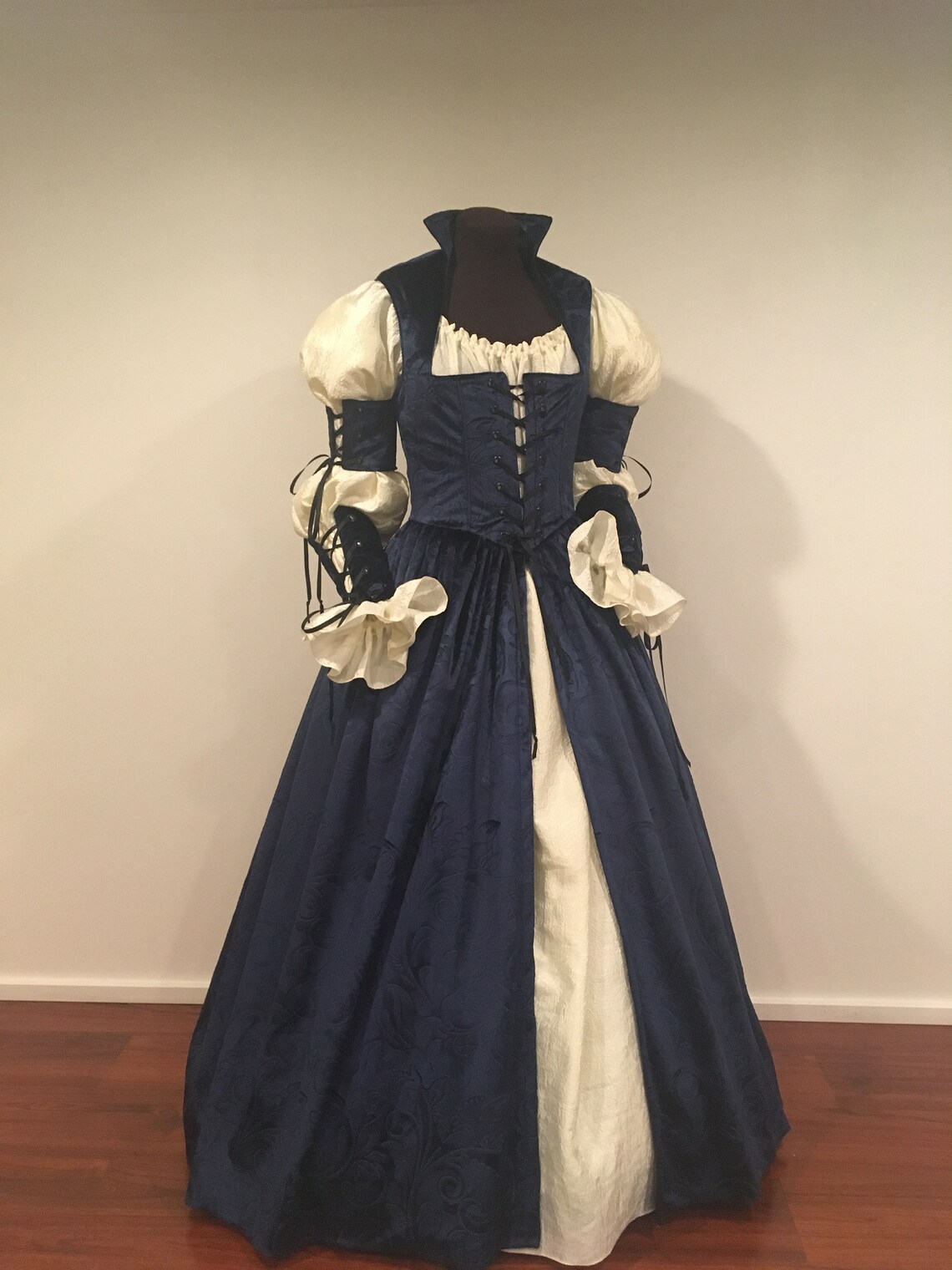 Midnight Blue Velvet Renaissance Fantasy Wedding Dress With - Etsy