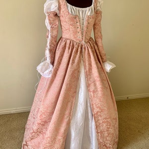 Pink Renaissance Fantasy Renaissance Over Gown Dress Gauntlet Sleeves ...