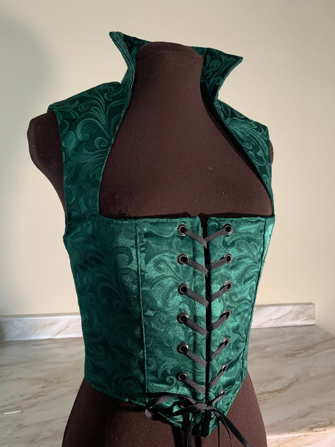 Hunter Green Brocade Renaissance Bodice for Costume or Cosplayhalloween ...