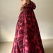 Burgundy & Black Flocked Hooded Cloak - Renaissance Goth Regency Cape ...