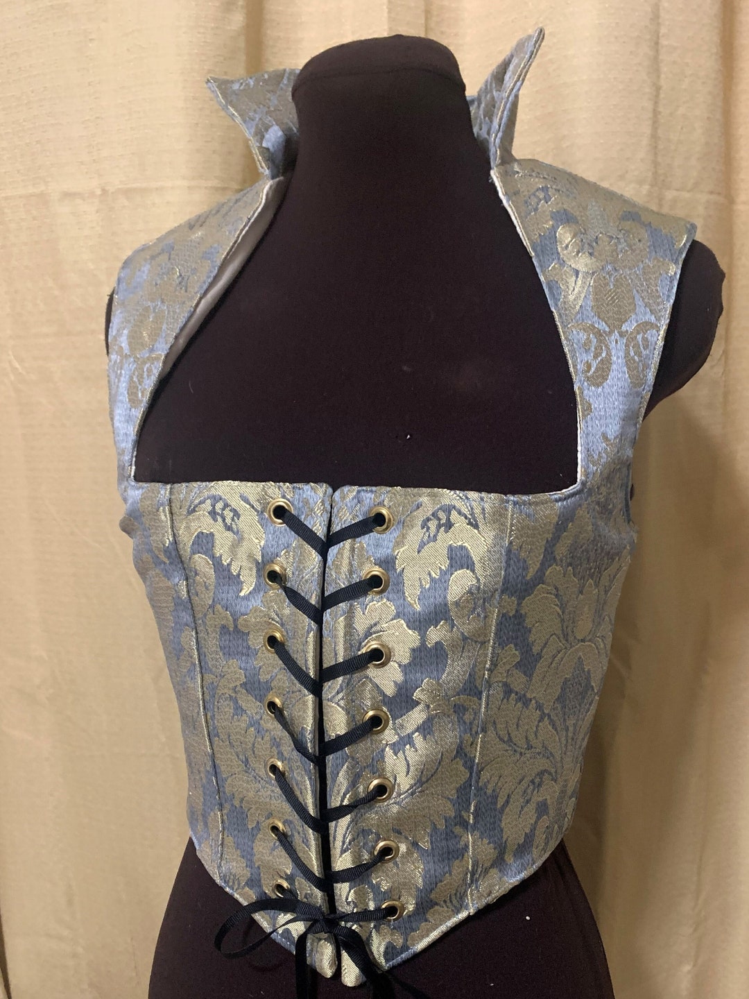 Pale Blue and Gold Renaissance Irish Celtic Cosplay Pirate BODICE Ready ...