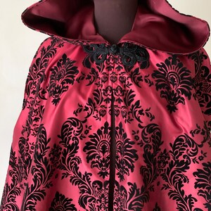Burgundy Wine Black Hood Cloak Cape Renaissance Wedding Goth Fantasy ...