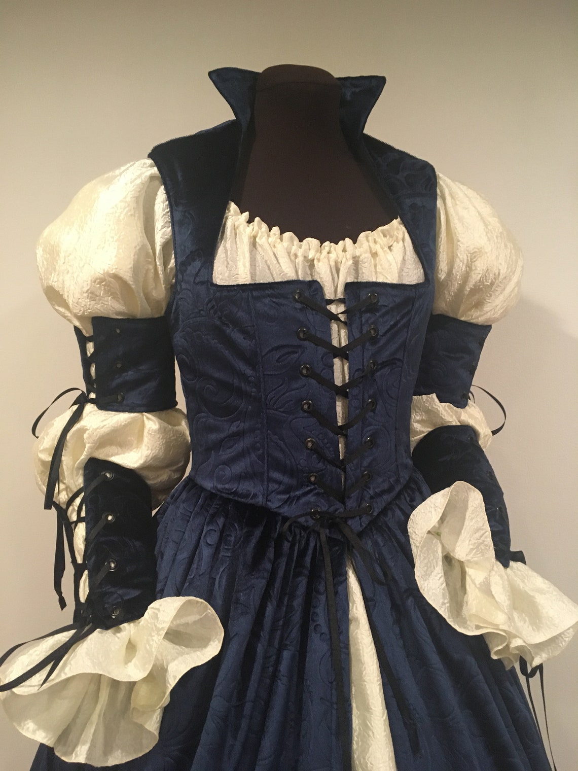 Midnight Blue Velvet Renaissance Fantasy Wedding Dress With - Etsy