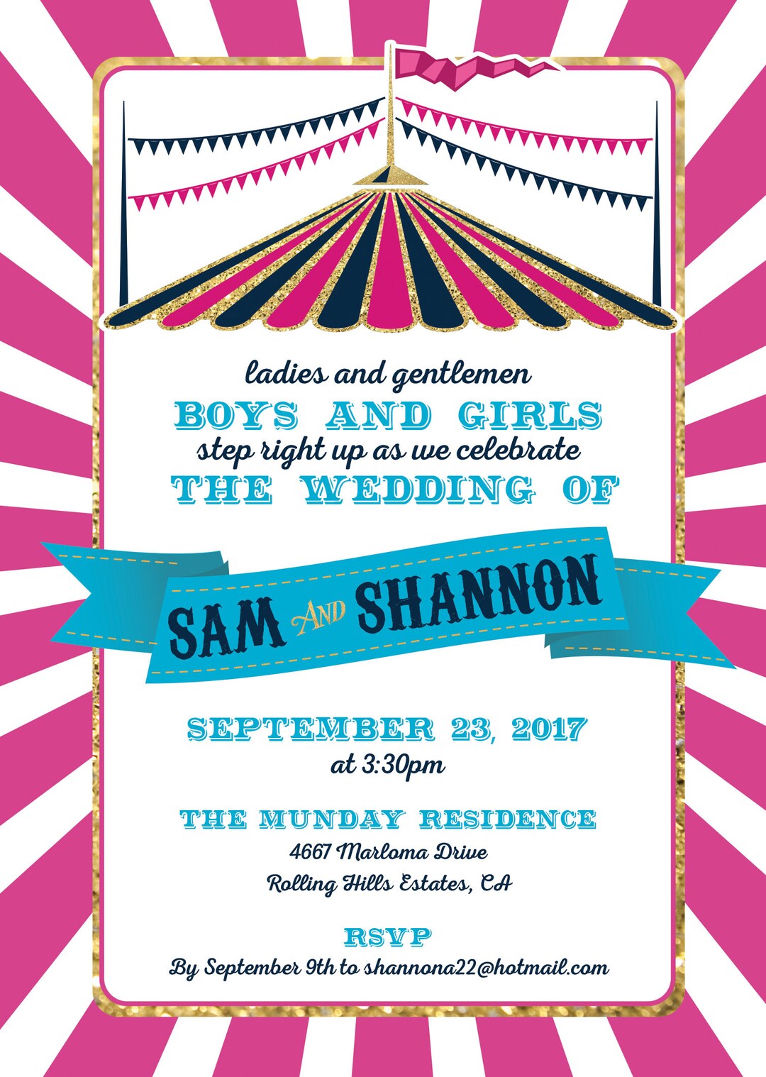 Printable Wedding Invitation - Vintage Carnival Theme - Etsy