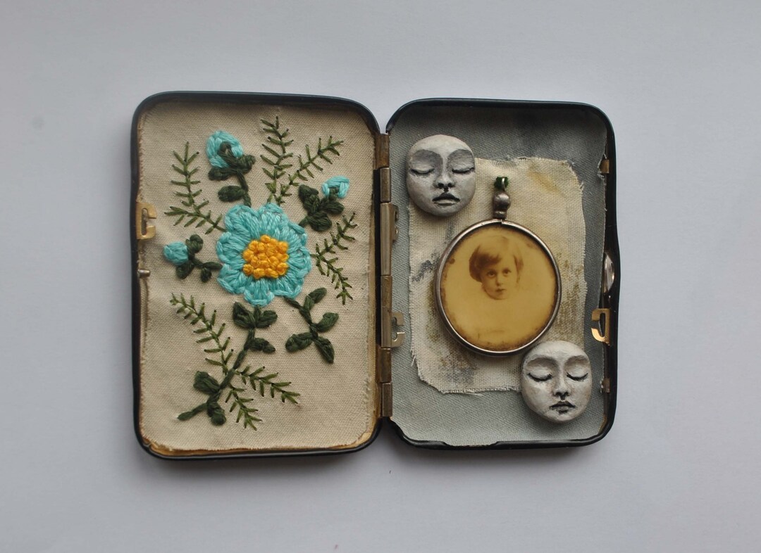 Miniature Sculpture and Textile Assemblage Inside an Illustrated ...