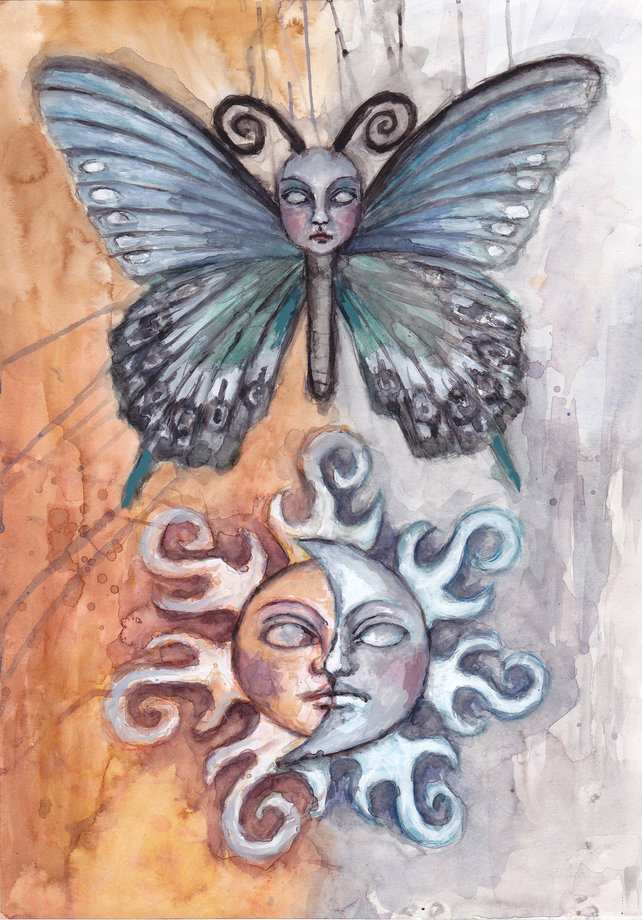 Celestial Butterfly Original Art Expressive Surreal A4 - Etsy