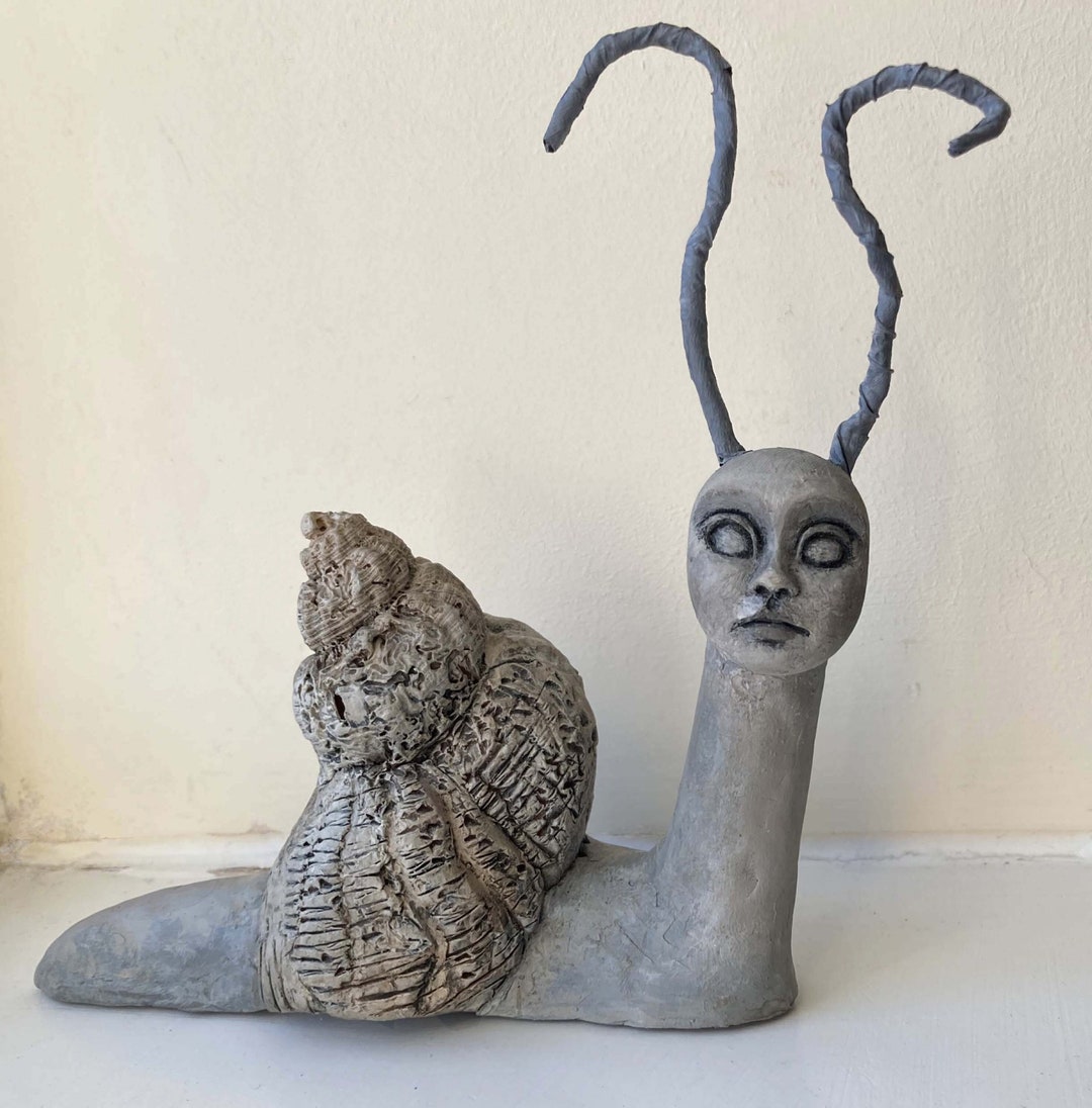 Handmade Anthropomorphic Snail Sculpture With Sea Shell - Etsy