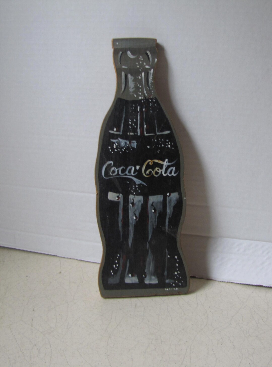 Vintage Retro Coca Cola Bottle Shape Hand Painted Wood Sign 11.25x4 In ...