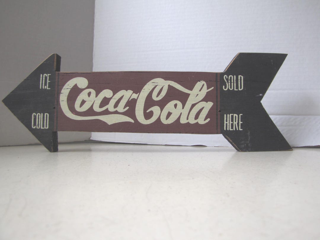 Handmade Coca Cola Sold Here Arrow Shape Sign 15x5 In - Etsy