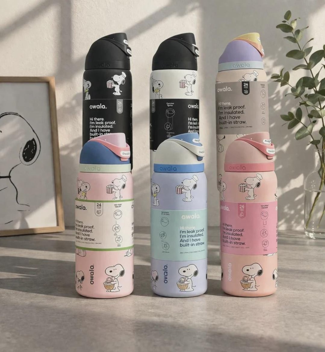 Bouteille d'eau inspirée de Snoopy Owala, 32 oz, joli gobelet isotherme ...