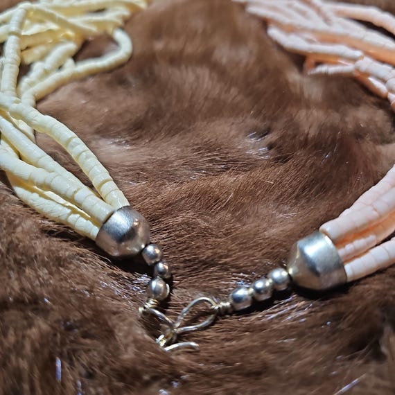 Light Pink and Ivory Colored Bone & Silver Tone Metal… - Gem