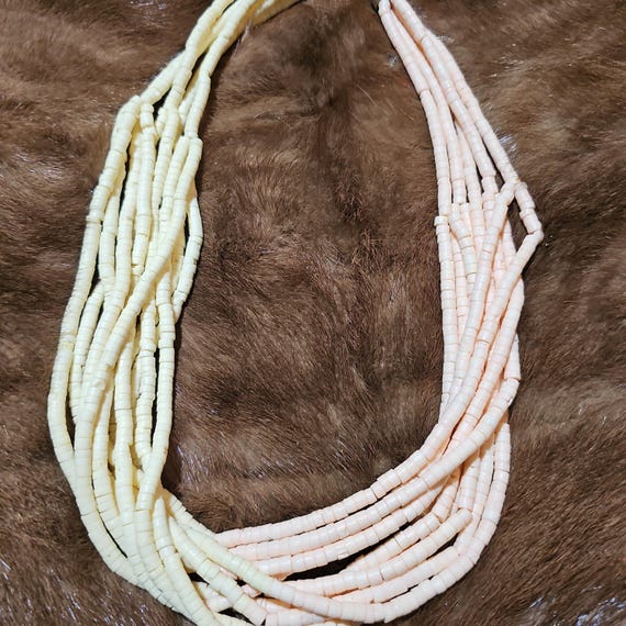 Light Pink and Ivory Colored Bone & Silver Tone Metal… - Gem