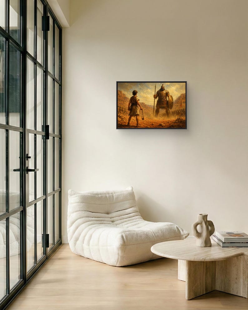 David and Goliath Cinematic Oil Painting Framed Canvas - Etsy