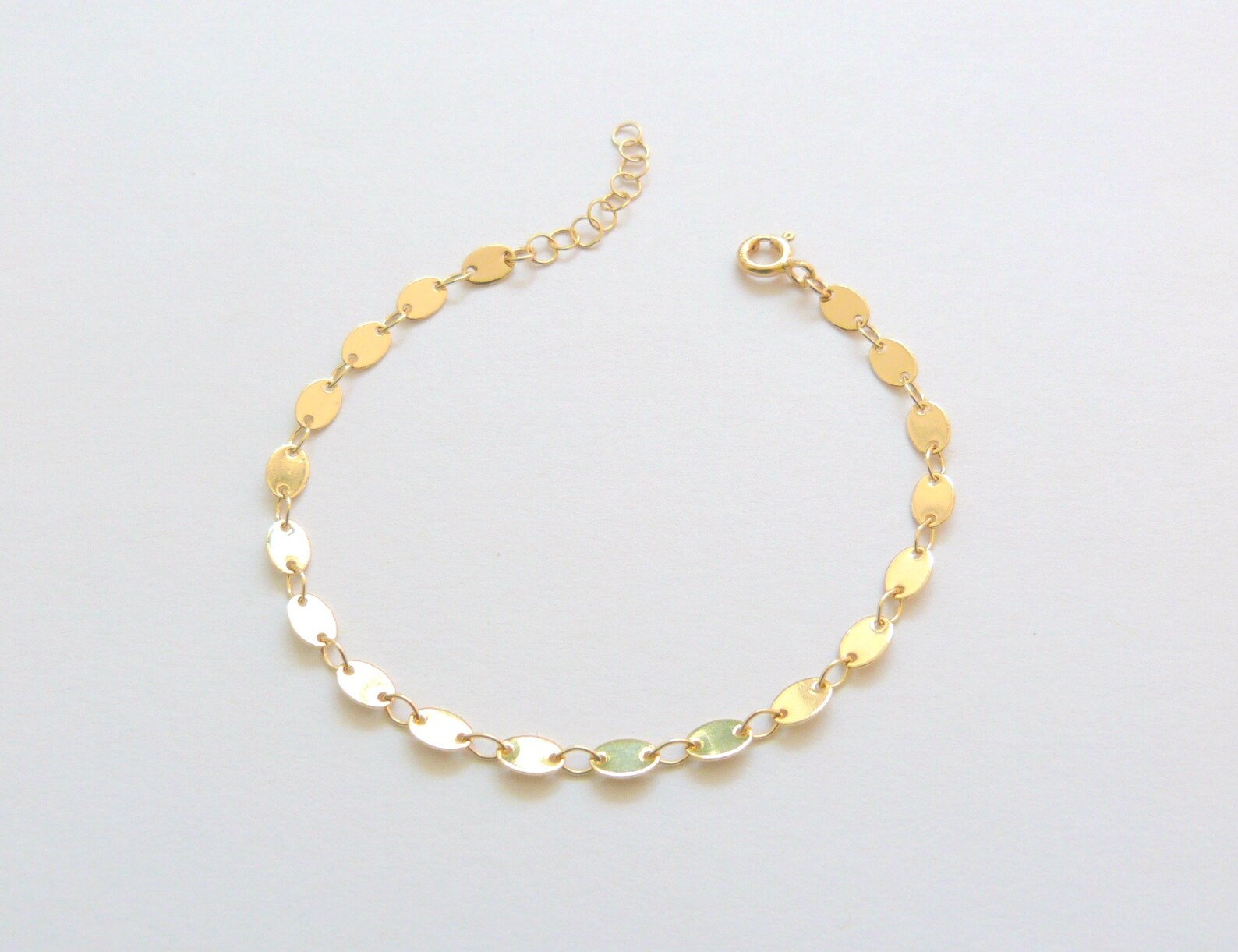 Gold Coin Disc Chain Bracelet 14k Gold Filled Dainty Chain - Etsy