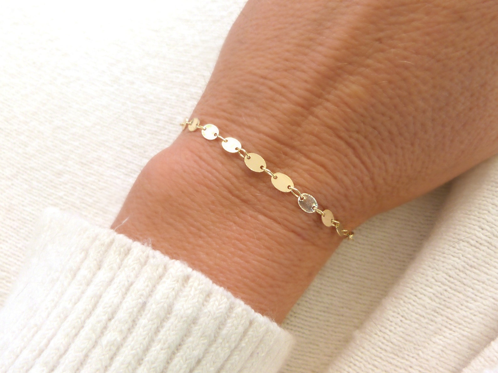 Gold Coin Disc Chain Bracelet 14k Gold Filled Dainty Chain - Etsy
