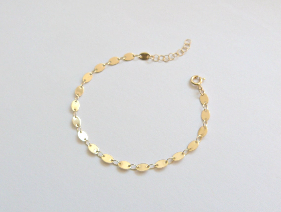 Gold Coin Disc Chain Bracelet 14k Gold Filled Dainty Chain - Etsy