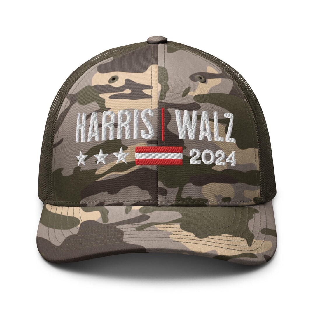 Camo Hat, Harris Walz 2024 Camo Hut, Harris Walz Cap Camo, Camouflage ...